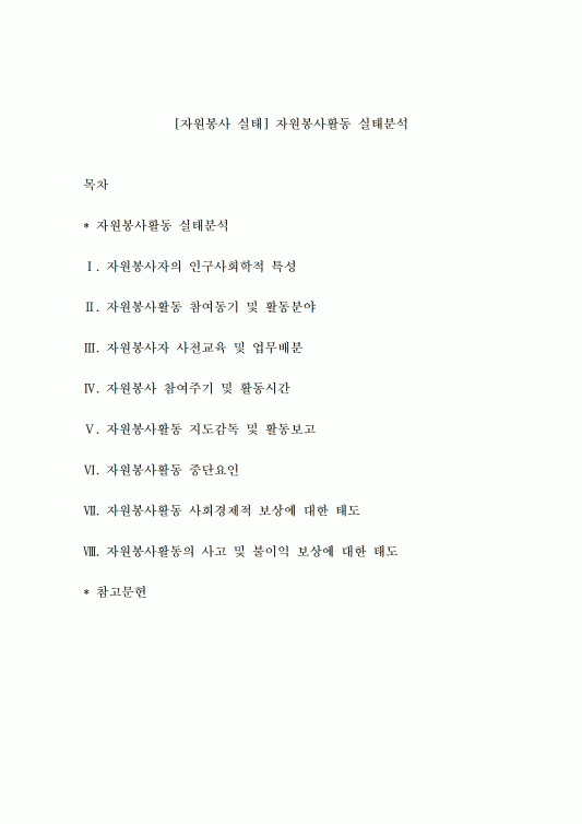 [자원봉사 실태] 자원봉사활동 실태분석