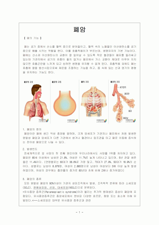호흡기계(폐암질환레포트)