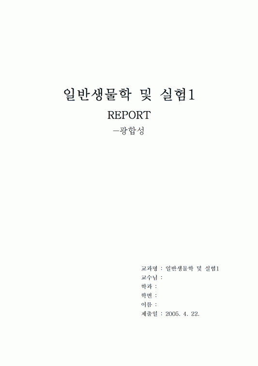 광합성의 개요와 과정 및 엽록소의 구조, 기능