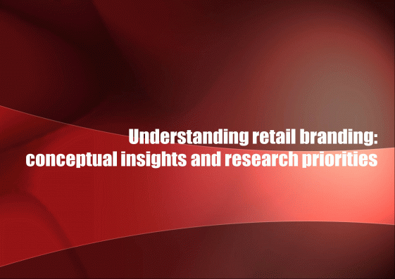 Understanding retail branding: conceptual insights and research priorities