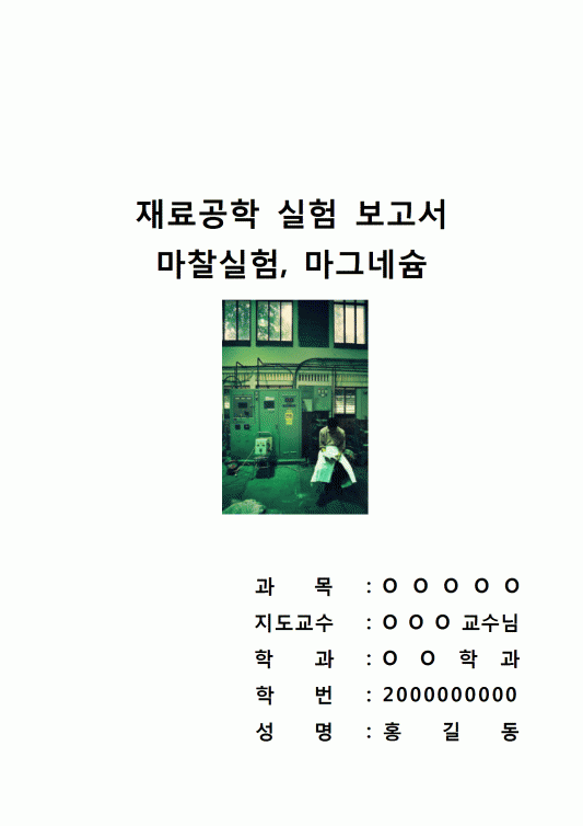 재료공학 실험 보고서 마찰실험, 마그네슘