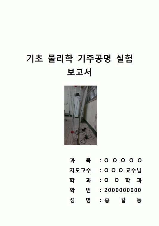 기초 물리학 기주공명 실험 보고서