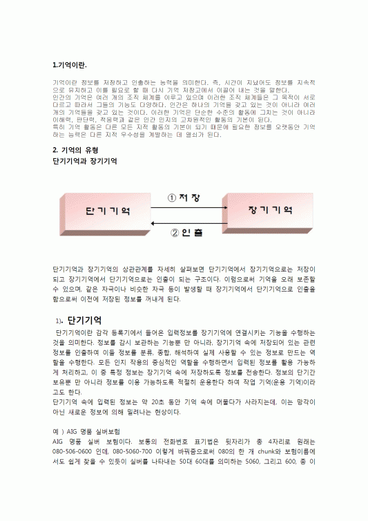 소비자행동론 기억