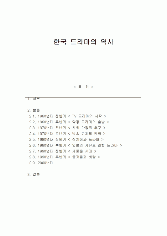 한국 드라마의 역사