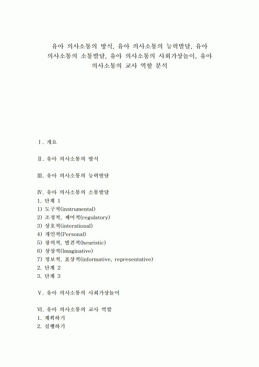 [유아 의사소통][능력발달][소통발달][사회가상놀이][교사역할]유아 의사소통의 방식, 유아 의사소통의 능력발달, 유아 의사소통의 소통발달, 유아 의사소통의 사회가상놀이, 유아 의사소통의 교사 역할 분석