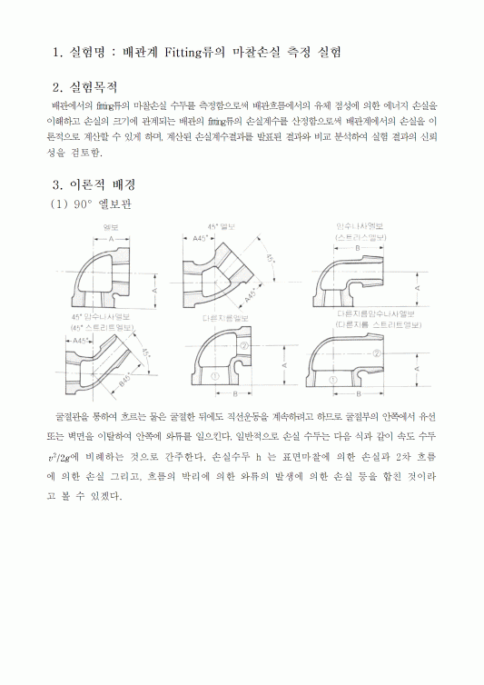 배관계 Fitting류의 마찰손실 측정 실험