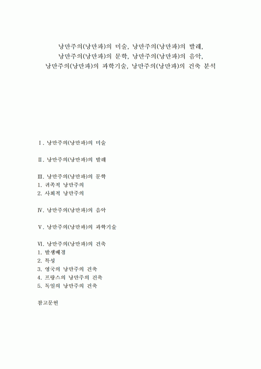 [낭만주의][낭만파][미술][발레][문학][음악][과학기술][건축]낭만주의(낭만파) 미술, 낭만주의(낭만파) 발레, 낭만주의(낭만파) 문학, 낭만주의(낭만파) 음악, 낭만주의(낭만파) 과학기술, 낭만주의(낭만파) 건축