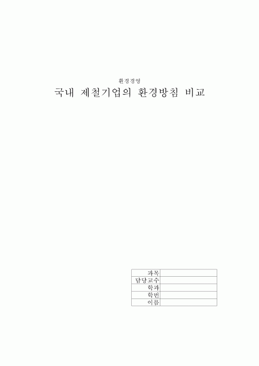 국내 제철기업의 환경방침 비교