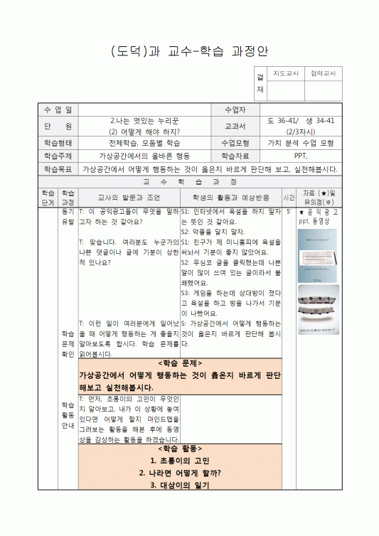 4)도덕-나는 멋있는 누리꾼-가상공간에서의 올바른 행동(중안)