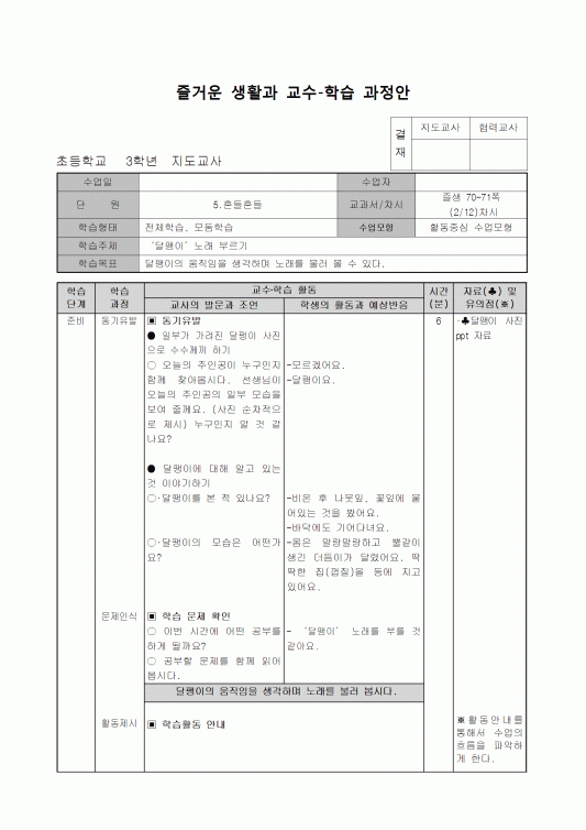 3)즐거운생활-5. 흔들흔들 - ‘달팽이’노래 부르기