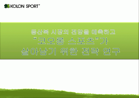 코오롱스포츠_마케팅전략과_경영전략