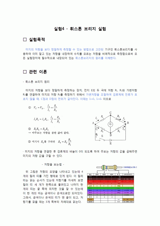 휘스톤 브리지+스트레인게이지 실험 보고서