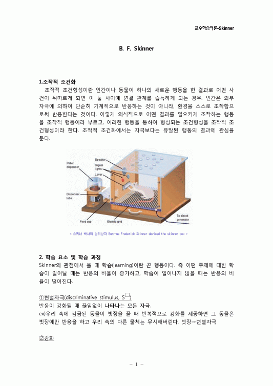 [교수학습이론] B.F. Skinner(스키너)