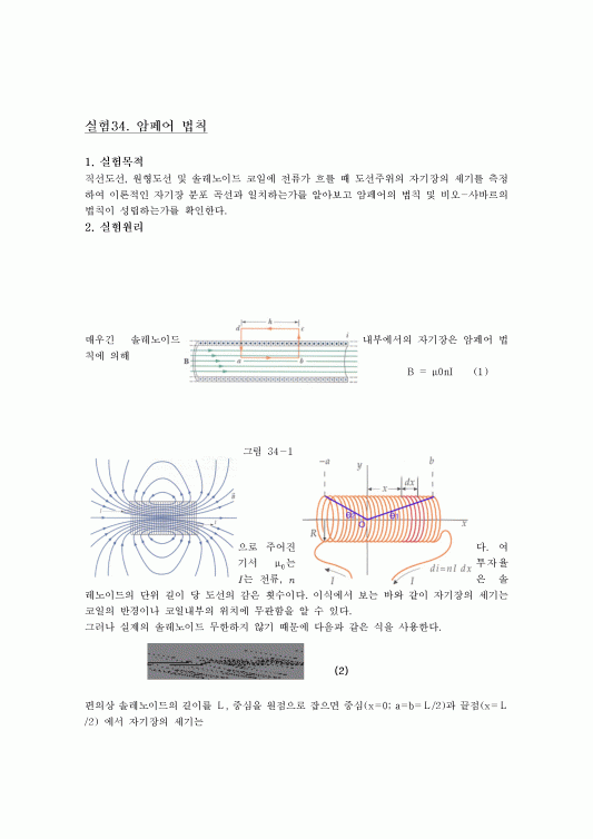 암페어 법칙 (일반물리학실험 북스힐 2012최신개정판)