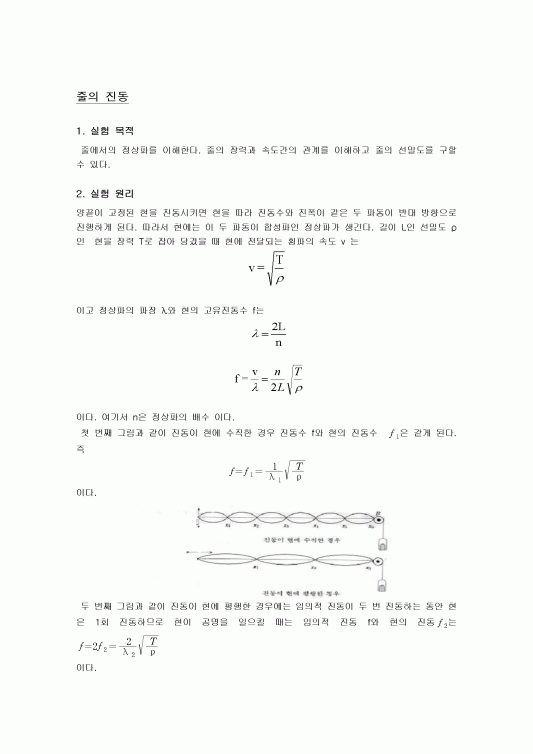 줄의 진동 (일반물리학실험 북스힐 2012년 최신개정판)