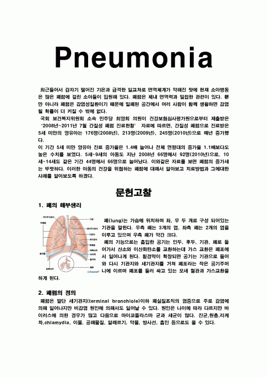 폐렴 케이스 스터디 (Pneumonia Case Study)