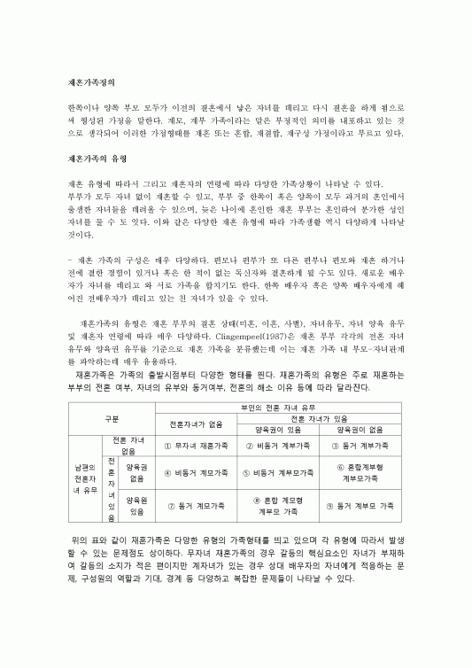 재혼가족 재혼가족정의 재혼 가족 부모 역할 재혼 가정 아동 재혼가정 자녀 특징