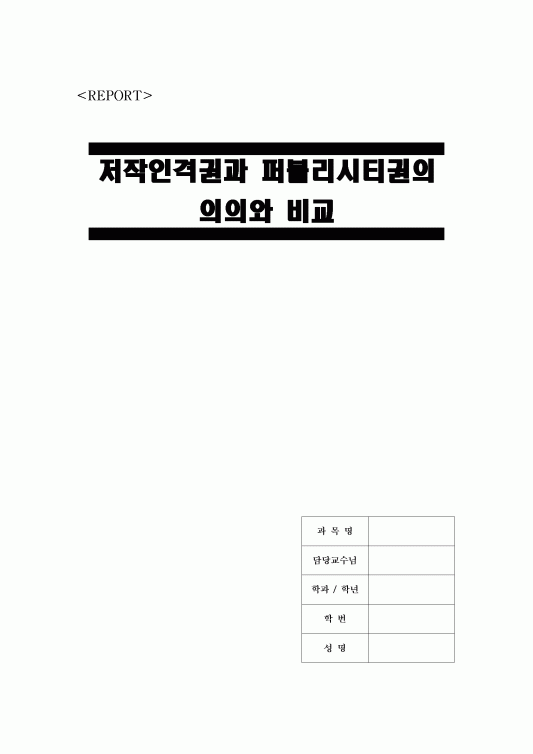 저작인격권 의의, 종류와 퍼블리시티권 의의, 역사, 필요성 - 저작인격권,퍼블리시티권 비교, 공표건, 성명표시권, 동일성유지권, 공동저작물의 저작인격권, 저작자 사후의 인격적이익의 보호