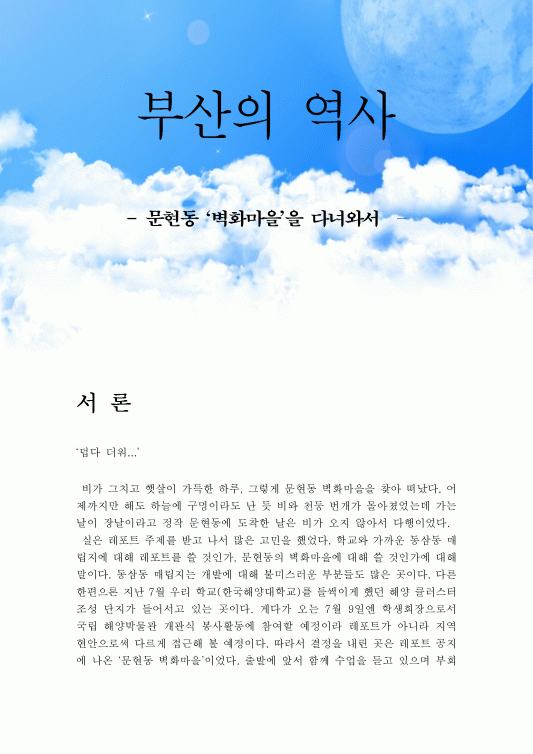 부산의역사 - 문현동 ‘벽화마을’을 다녀와서