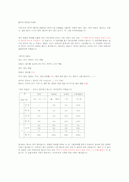 쌩기초 영문법 수정판