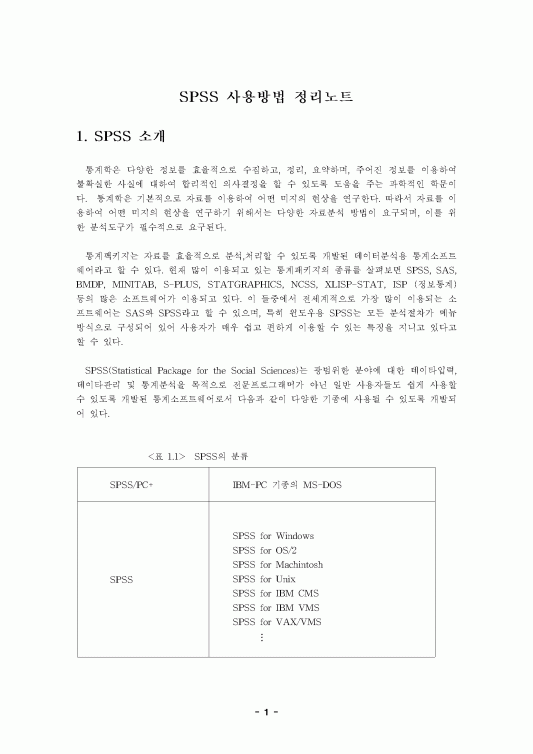 SPSS 사용방법 정리노트