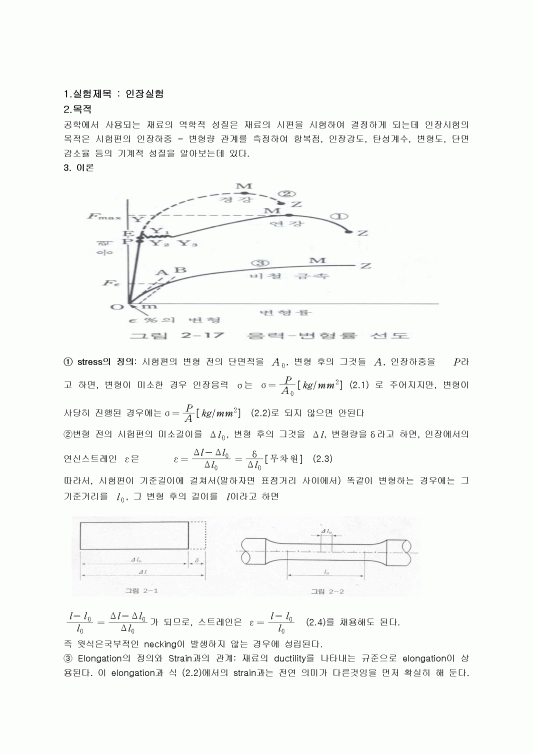 [물리실험보고서]  인장실험