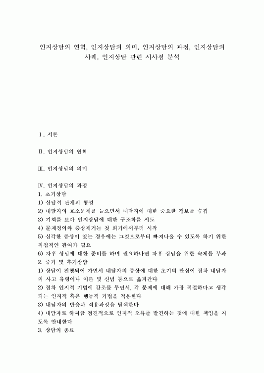 [인지상담][인지][상담][인지상담 연혁][인지상담 의미][인지상담 과정][인지상담 사례][인지상담 관련 시사점]인지상담의 연혁, 인지상담의 의미, 인지상담의 과정, 인지상담의 사례, 인지상담 관련 시사점 분석