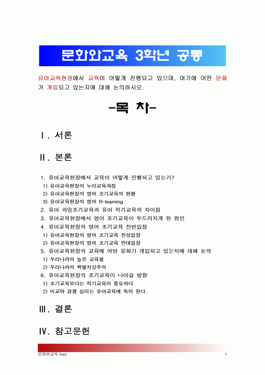 [문화와교육공통] 유아교육현장에서 교육이 어떻게 진행되고 있으며, 여기에 어떤 문화가 개입되고 있는지에 대해 논의_유아교육현장에서 교육이 어떻게 진행