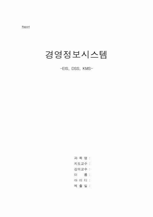 [경영정보시스템] 중역정보시스템(EIS), 의사결정지원시스템(DSS), 지식관리시스템(KMS)