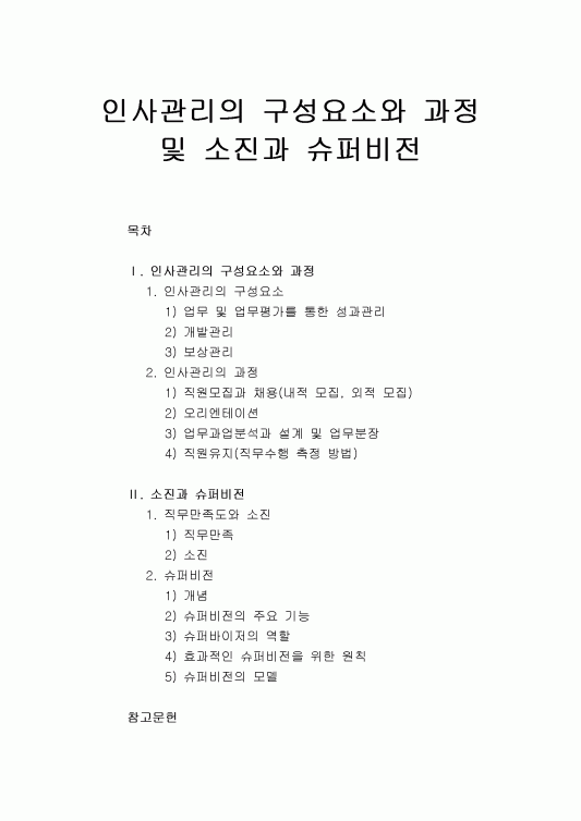 [사회복지행정론] 인사관리의 구성요소와 과정 및 소진과 슈퍼비전