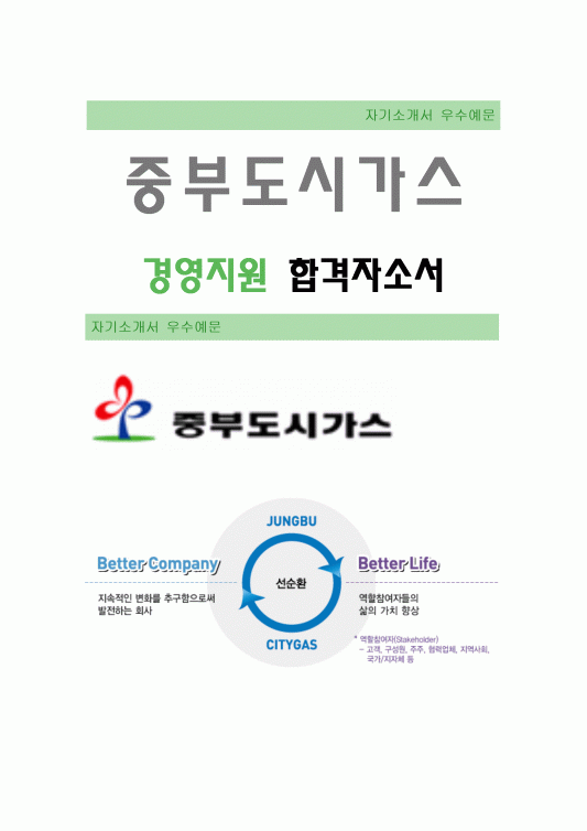 [중부도시가스-경영지원 합격자] 중부도시가스 자기소개서,중부도시가스 자소서,중부도시가스 채용정보