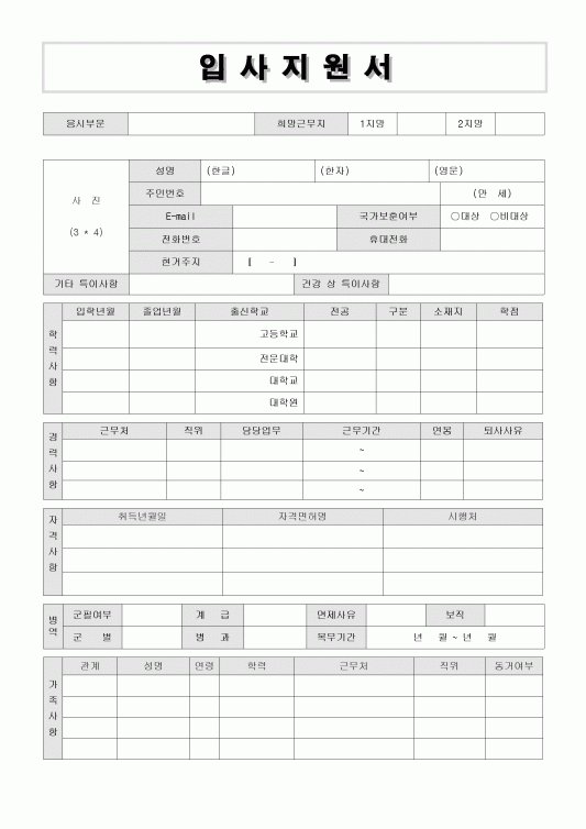 입사지원& 자기소개서 양식과 팁