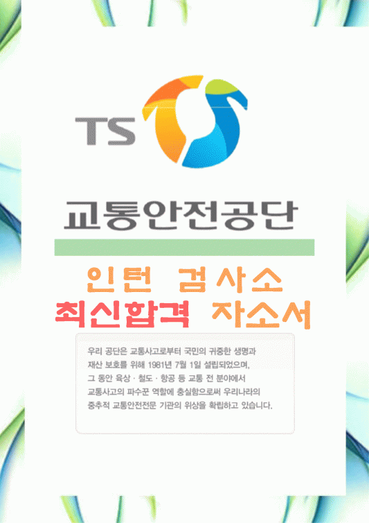 [교통안전공단-인턴 검사소-합격자] 교통안전공단 자기소개서,교통안전공단 자소서,교통안전공단 채용정보