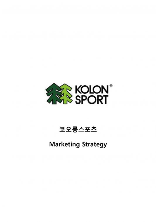 코오롱스포츠 브랜드분석 및 코오롱스포츠 마케팅전략제안과 코오롱스포츠 경쟁사(블랙야크,빈폴아웃도어)분석 및 미래전망