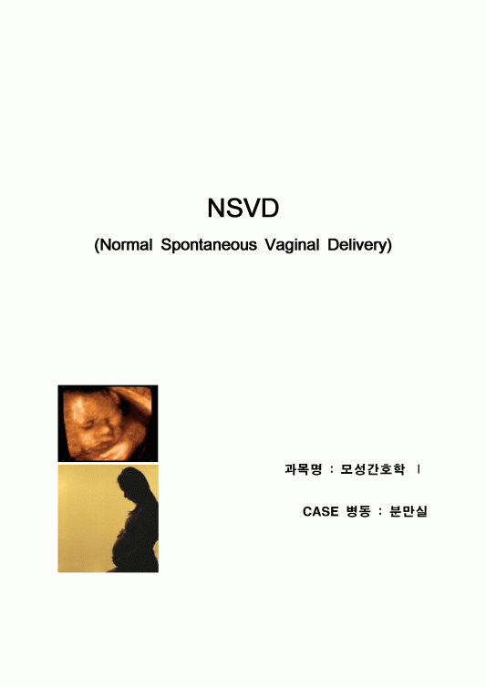 [모성간호학] 자연분만 NSVD(Normal Spontaneous Vaginal Delivery) 케이스 CASE