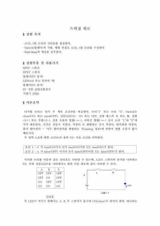 디지털 실험 보고서 - 스위칭 회로 (pspice자료까지 첨부)