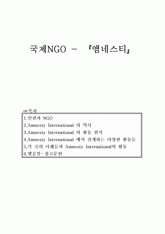 [국제 NGO 분석 - 앰네스티 ] 개념, 역할과 기능, NGO(시민단체)주요사업, NGO(시민단체)앰네스티  업무, NGO(시민단체) 앰네스티  결론