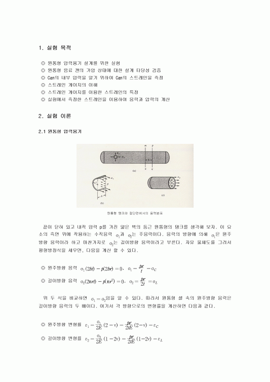 재료역학실험 - 원통형 (Cylinder) 압력용기 설계 및 실험