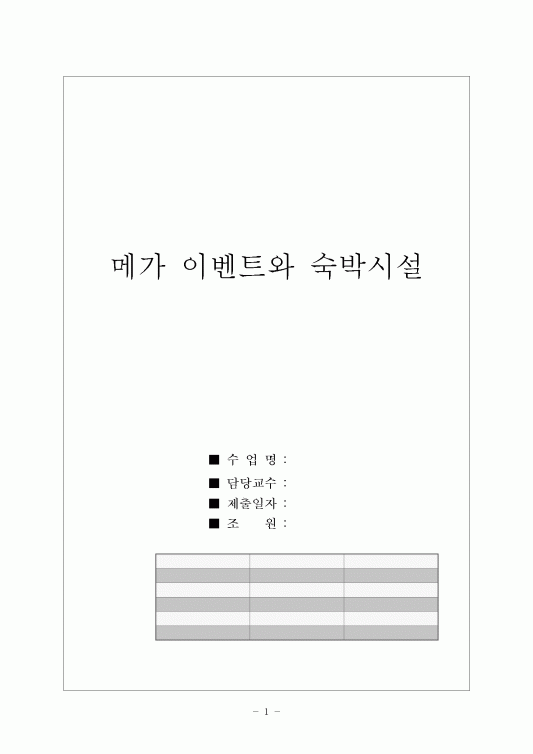 호텔경영론- 숙박시설 부족문제의 현황, 문제점, 스포츠이벤트 개최를 위한 숙박시설 이용 방안