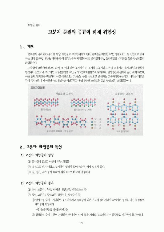 [위험물 관리] 고분자 물질의 종류와 화재 위험성 (고분자 화합물의 특성, 고분자 화합물의 종류, 고분자 물질의 연소 특성)