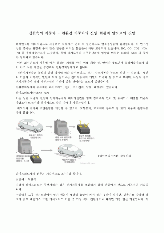 생활속의 자동차 - 친환경 자동차의 산업 현황과 앞으로의 전망