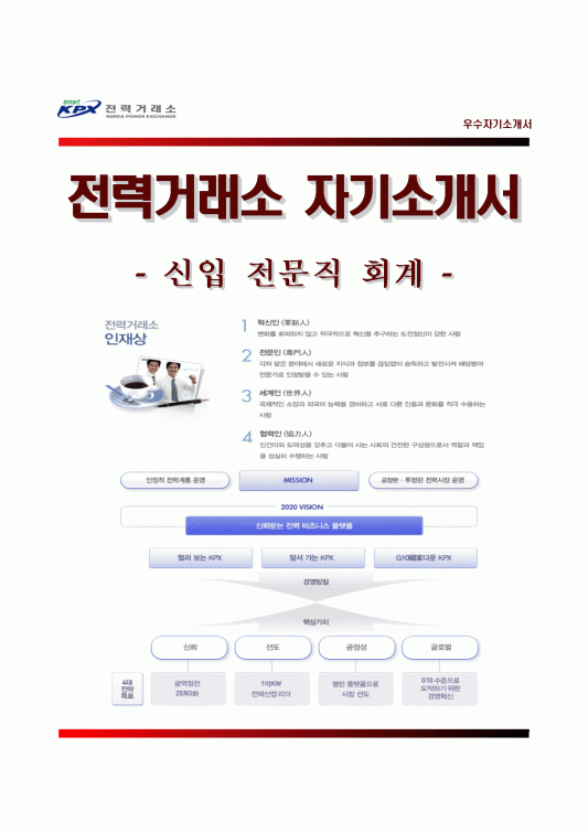 (전력거래소 자기소개서 + 면접족보) 전력거래소 (전문직회계) 자소서 [KPX전력거래소합격자기소개서전력거래소자소서항목,이력서]