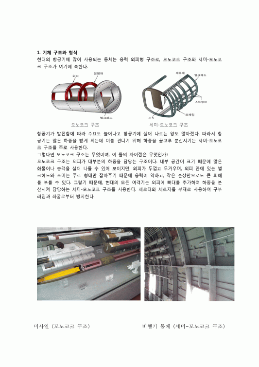 항공기 기체 구조부의 기능과 동체의 구조 형식에 대하여 설명하시오.