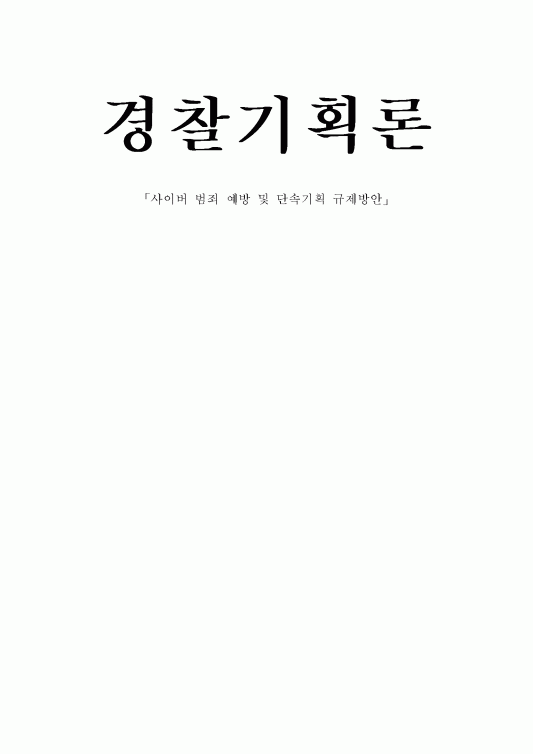 [경찰기획론]「사이버 범죄 예방 및 단속기획 규제방안」