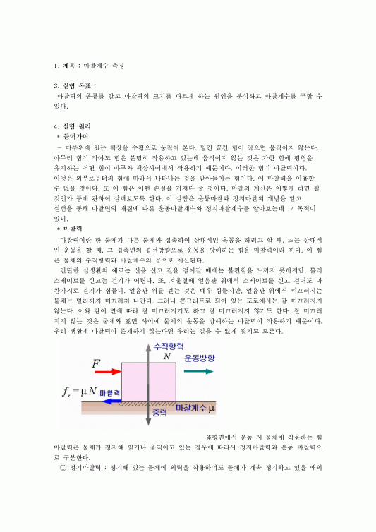 일반물리학 - 마찰계수 측정