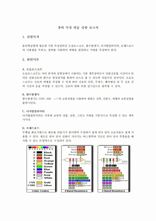 물리학 실험 - 장비 측정 연습 실험 보고서