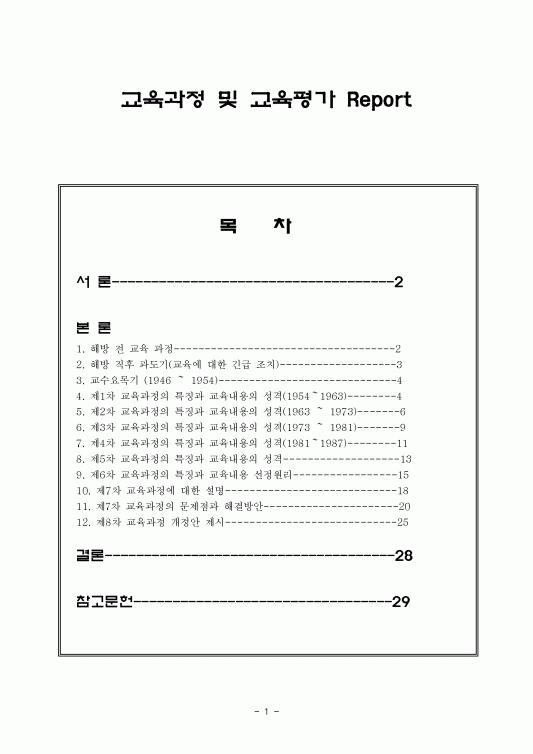 우리나라 교육과정의 역사적 변천