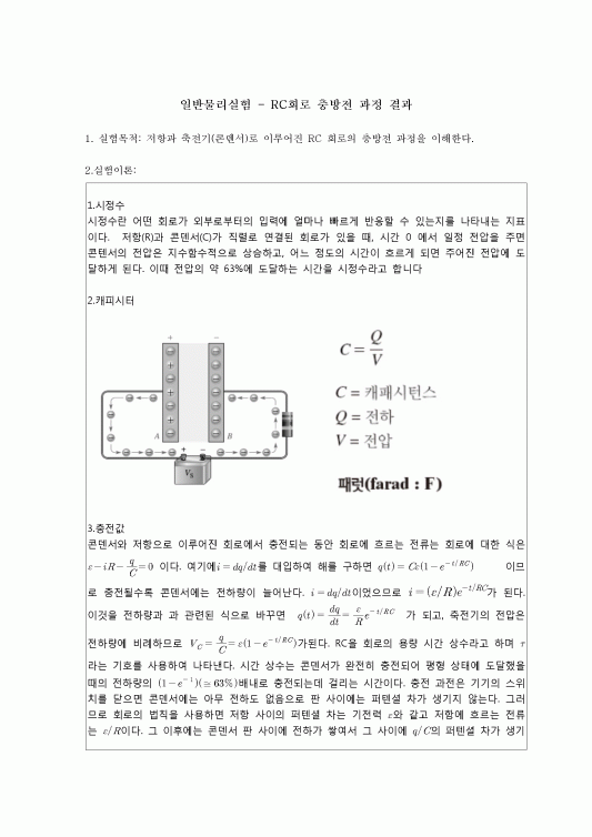 일반물리실험 - RC회로 충방전 과정 결과