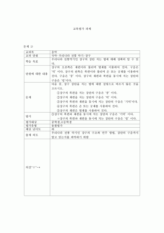교평과제 문항만들기 - 교육평가 과제 5개
