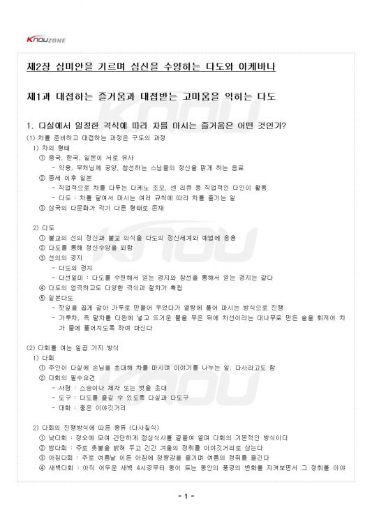 2015년 1학기 일본전통문화론 출석대체시험 핵심체크